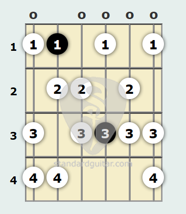 B Flat Half-Whole Diminished Scale | Standard Guitar