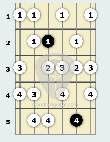 E Half-Whole Diminished Scale | Standard Guitar